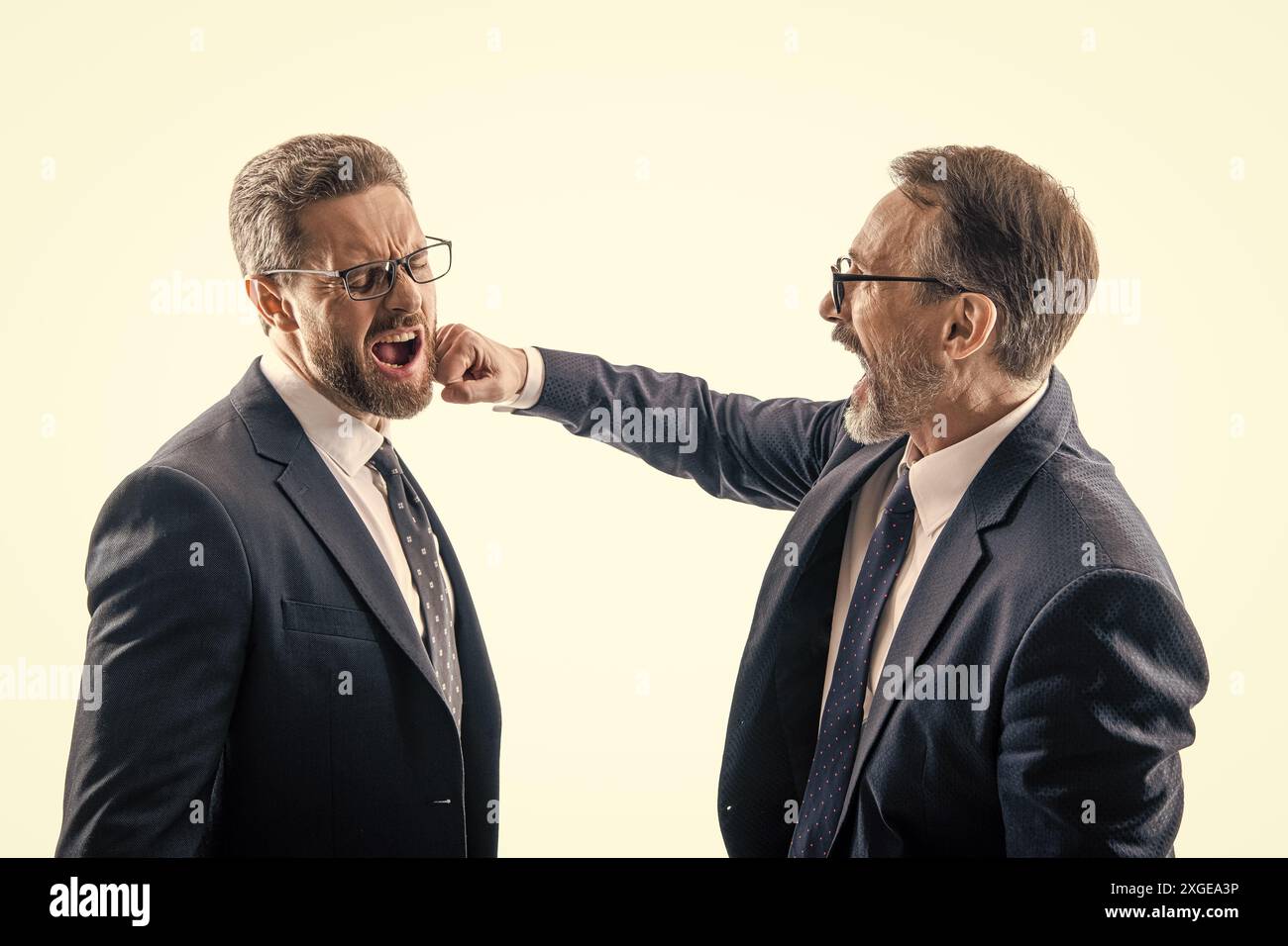 businessmen having conflict fight in business. fighting between boss ...