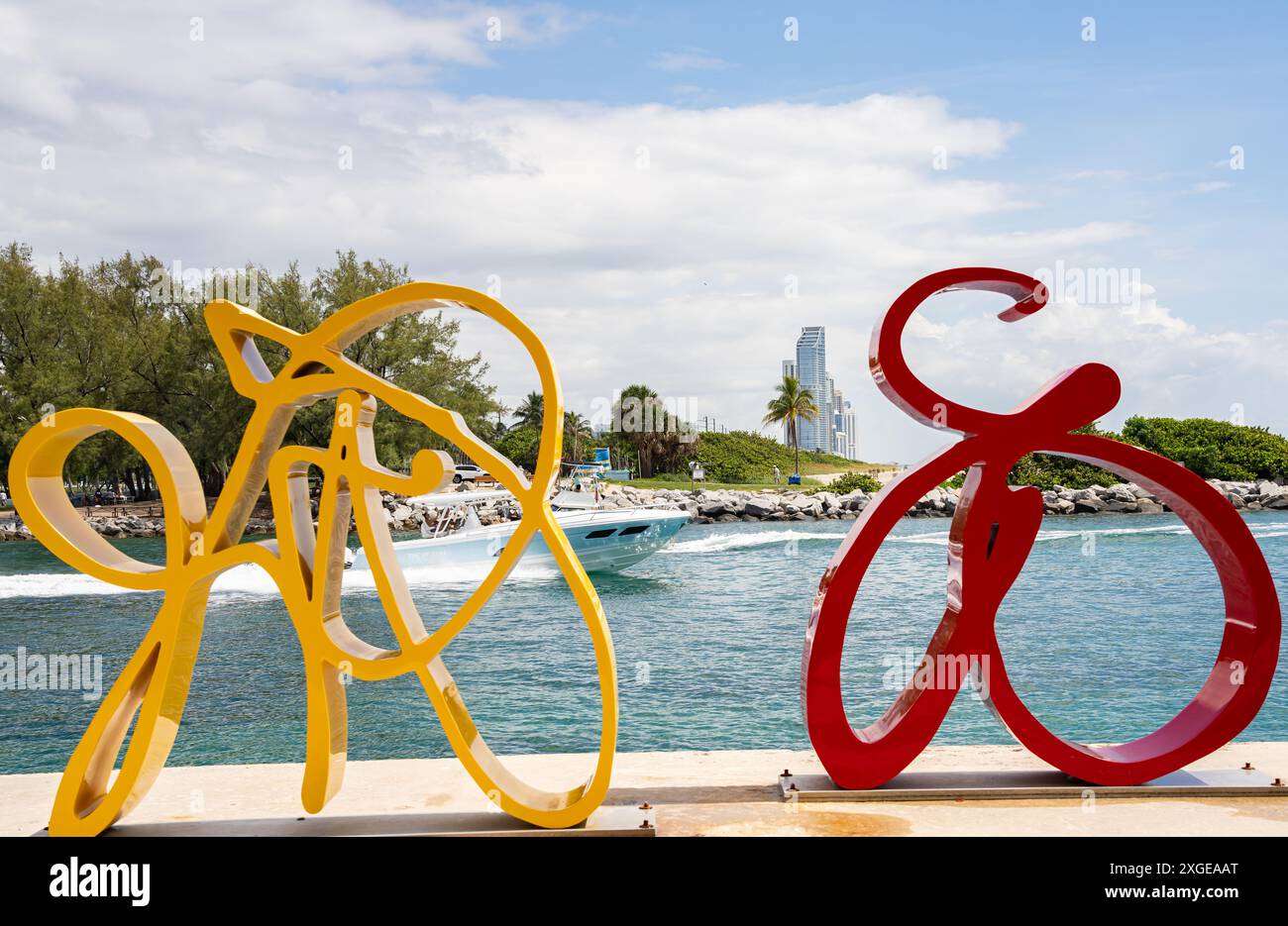 Miami Beach, Miami, Florida: Colorful yellow and red signs in Miami ...