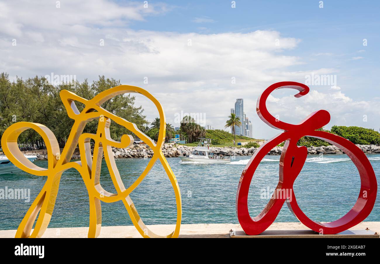 Miami Beach, Miami, Florida: Colorful yellow and red signs in Miami ...