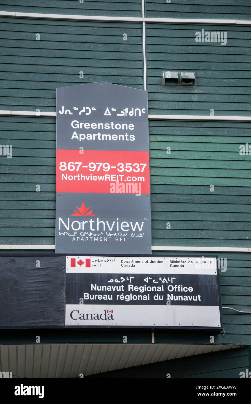 Multilingual Northview and Nunavut Regional Office signs on Federal ...