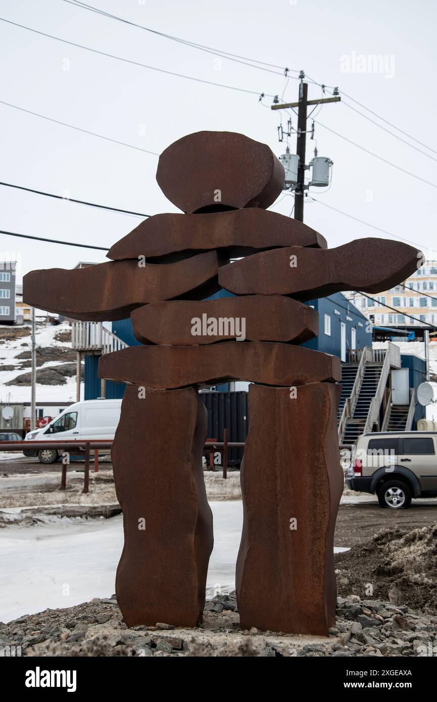 Inukshuk by the RCMP building on Federal Road in Iqaluit, Nunavut ...