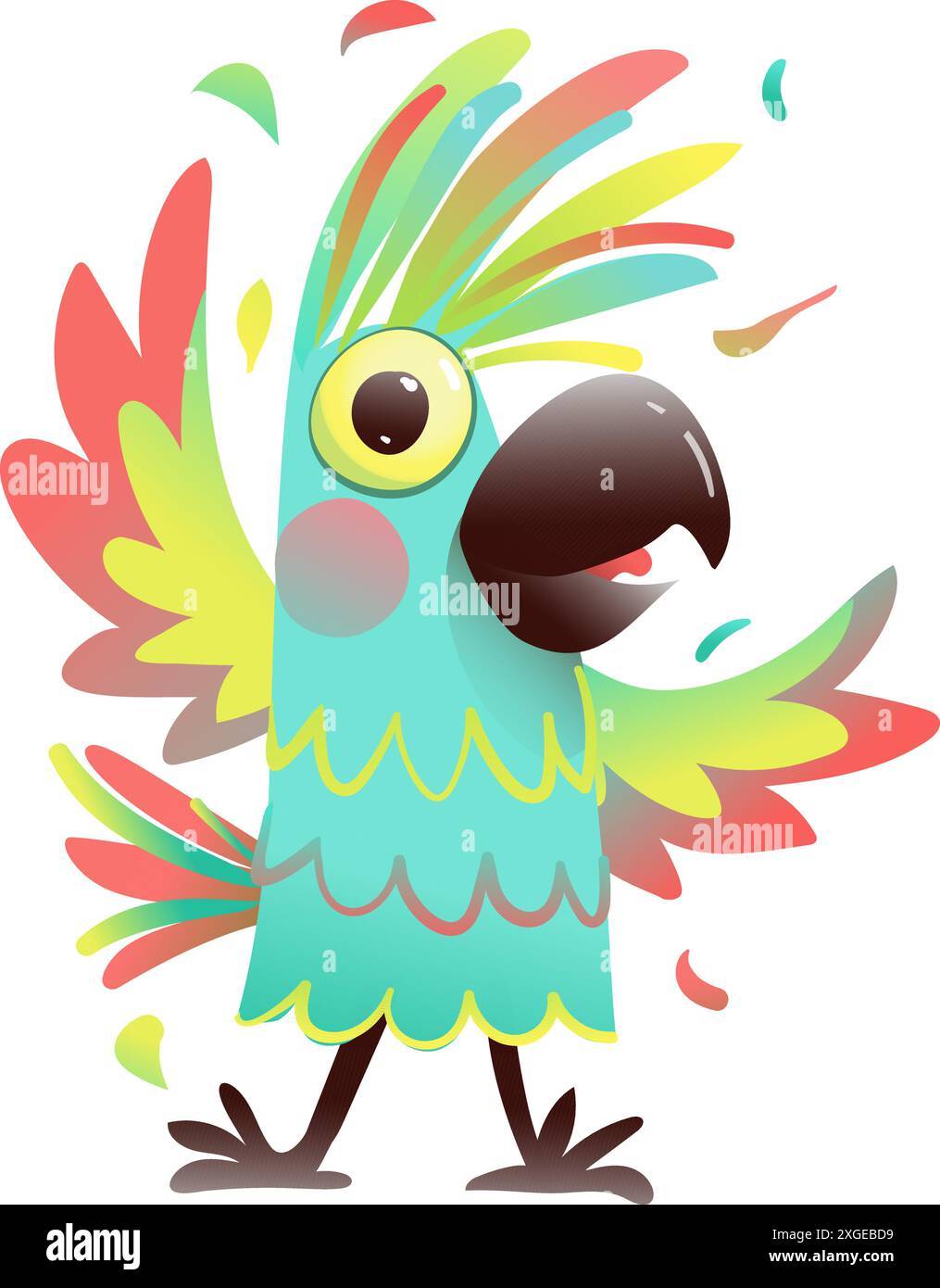 Party Fun Colorful Parrot Kids Character Design Stock Vector Image ...