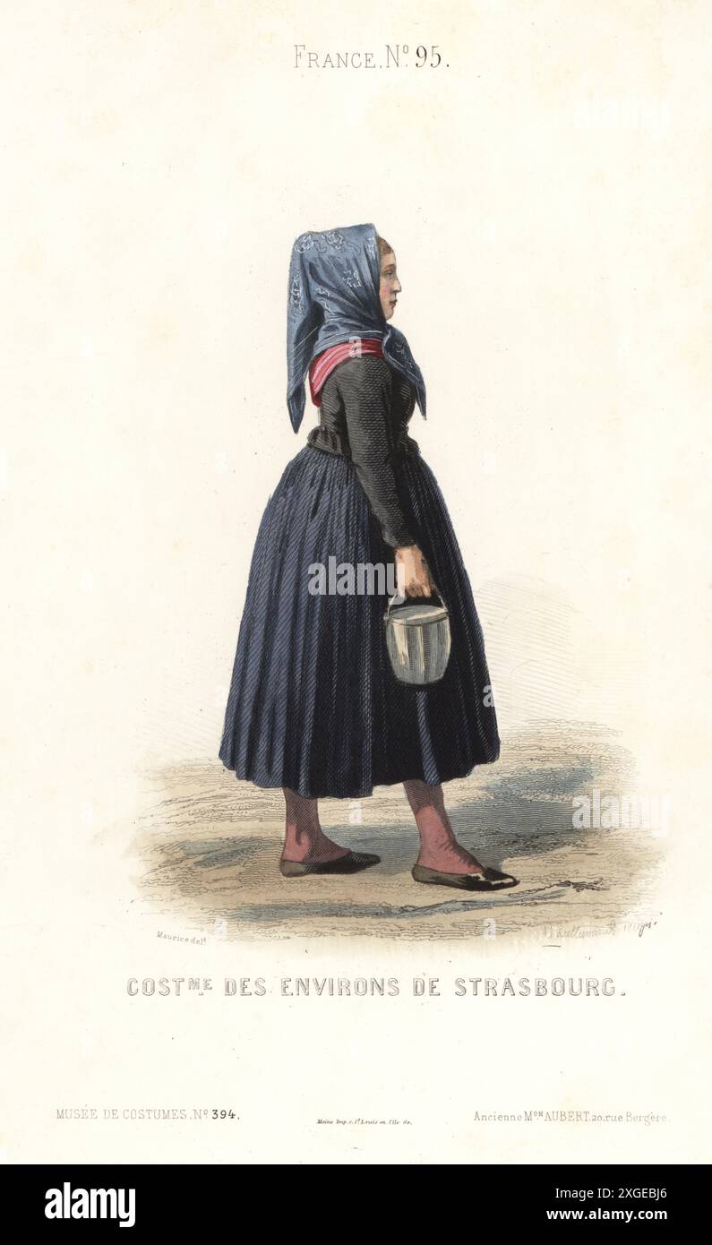 Costume of a woman of the region of Strasbourg, Grand Est, north ...