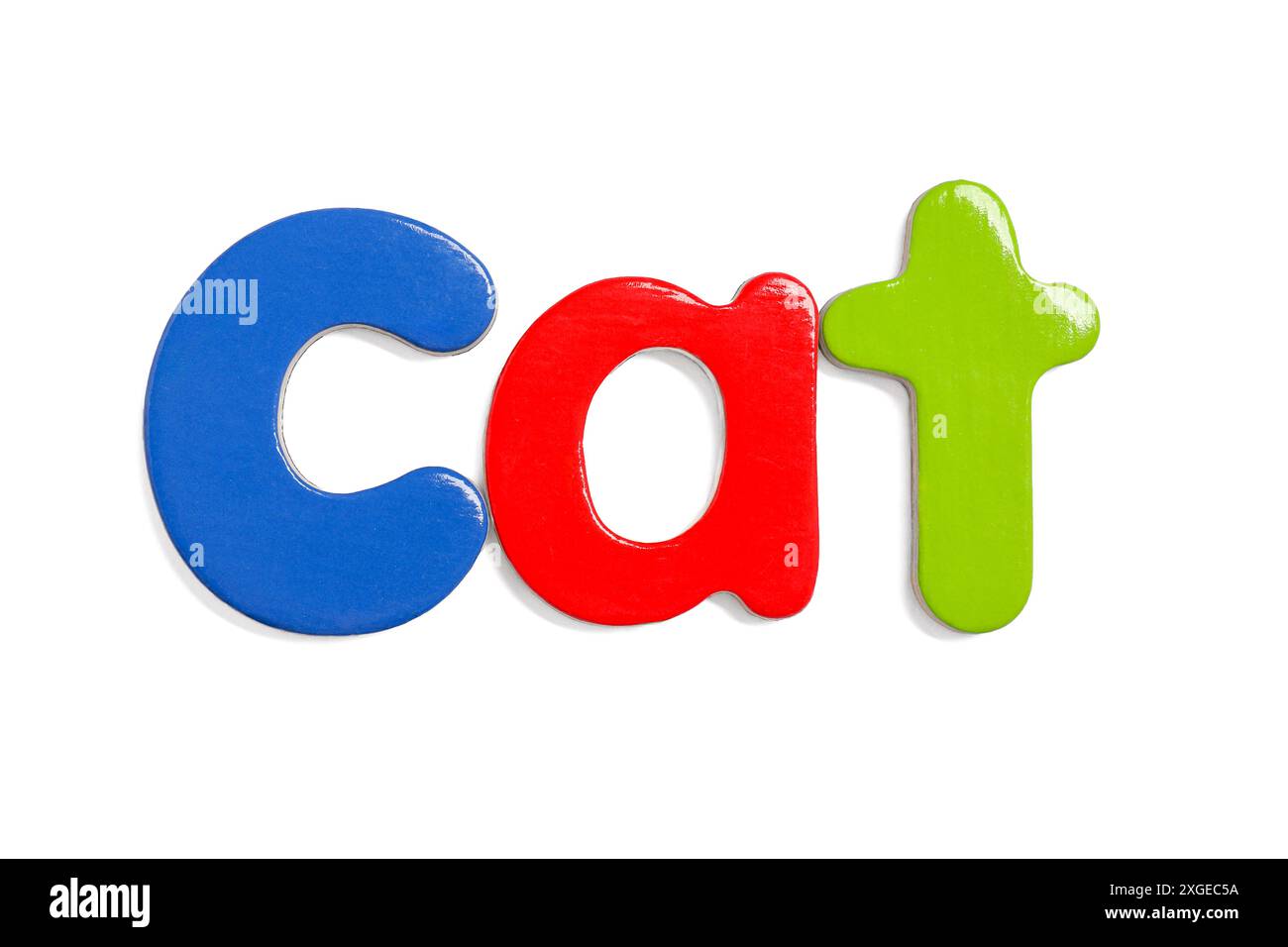 Alphabet. Word Cat of magnetic letters isolated on white, top view ...