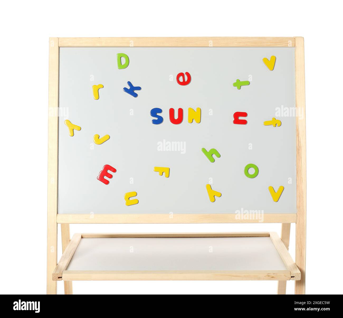 Word Sun made of magnetic letters on board against white background ...
