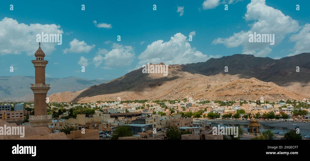 Beautiful sunset view of the old city of Nizwa, Oman with historic ...