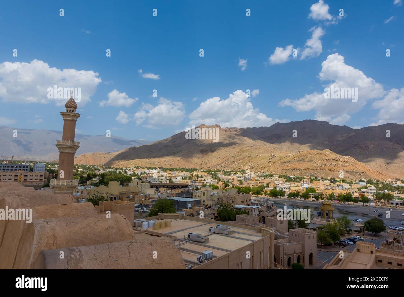 Beautiful aerial view of the old city of Nizwa, Oman with historic ...
