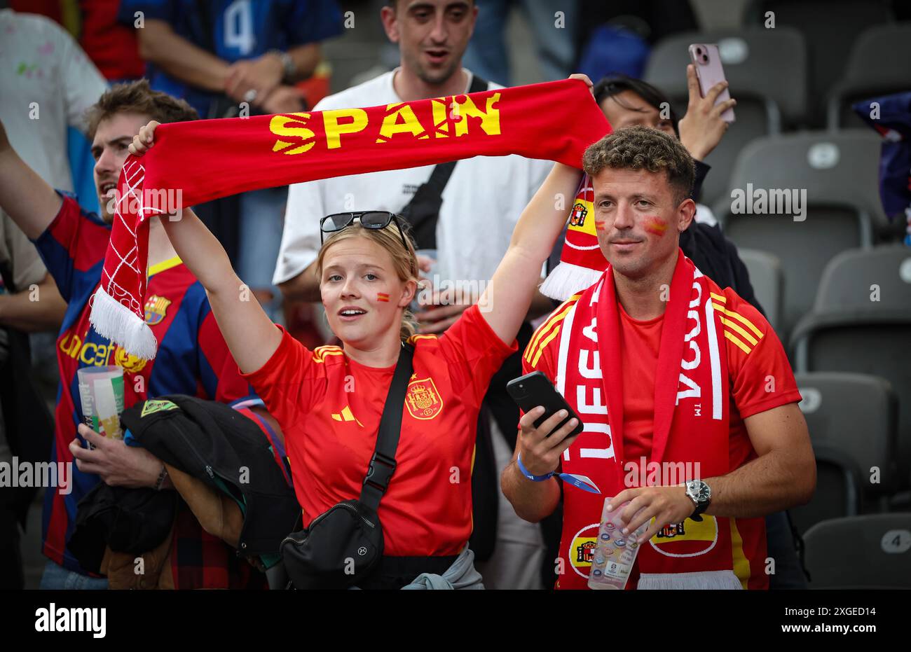 Berlin, Germany - June 15, 2024: Spanish supporters show their support ...