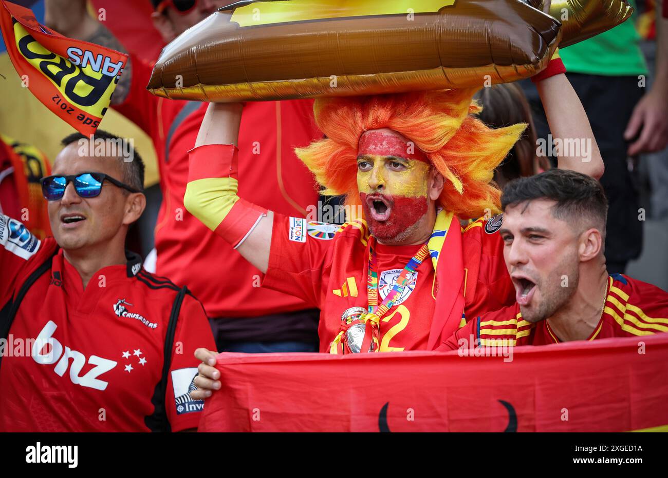 Berlin, Germany - June 15, 2024: Spanish supporters show their support ...