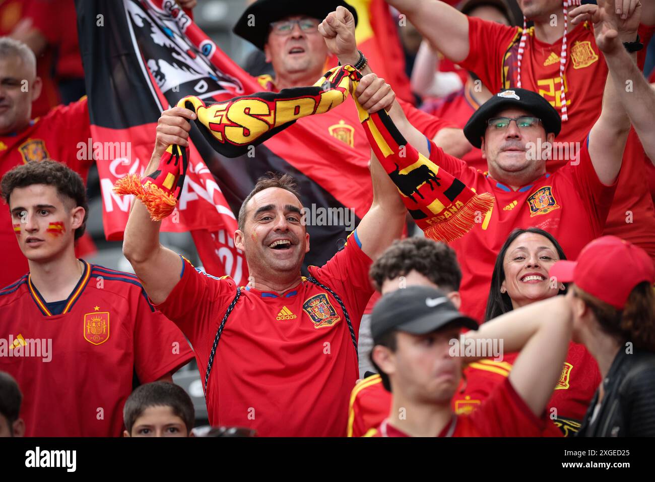 Berlin, Germany - June 15, 2024: Spanish supporters show their support ...