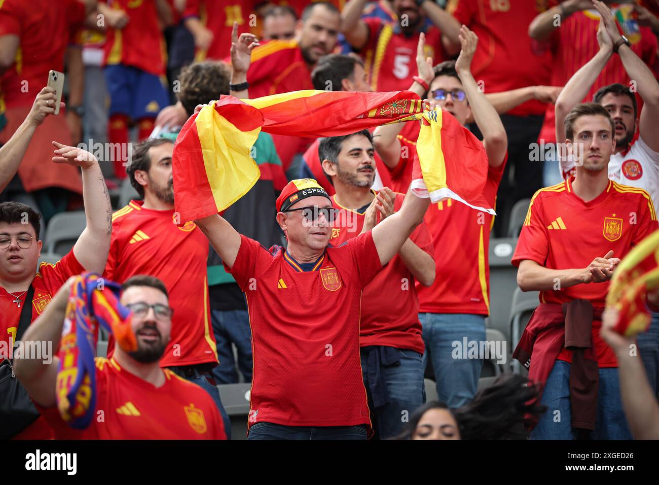 Berlin, Germany - June 15, 2024: Spanish supporters show their support ...