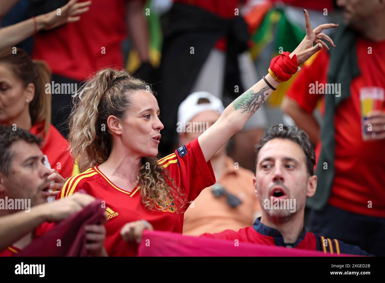 Berlin, Germany - June 15, 2024: Spanish supporters show their support ...