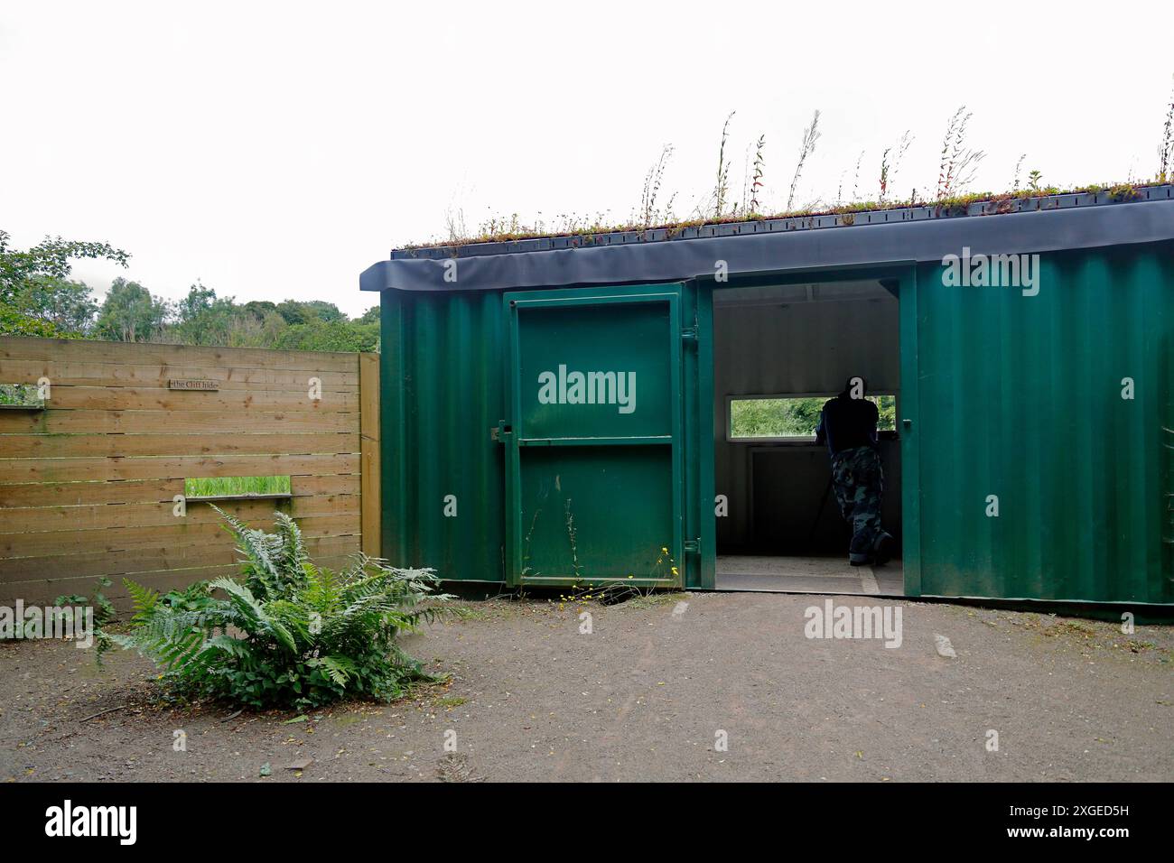 One of the birdwatching hides, Forest Farm nature reserve, South Wales ...