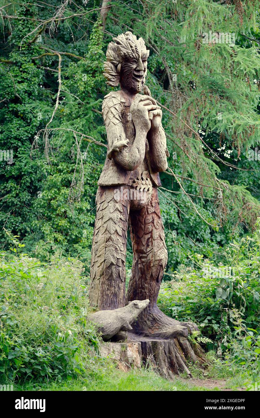 Carved wooden male nature figure, Forest Farm, Cardiff, South Wales ...