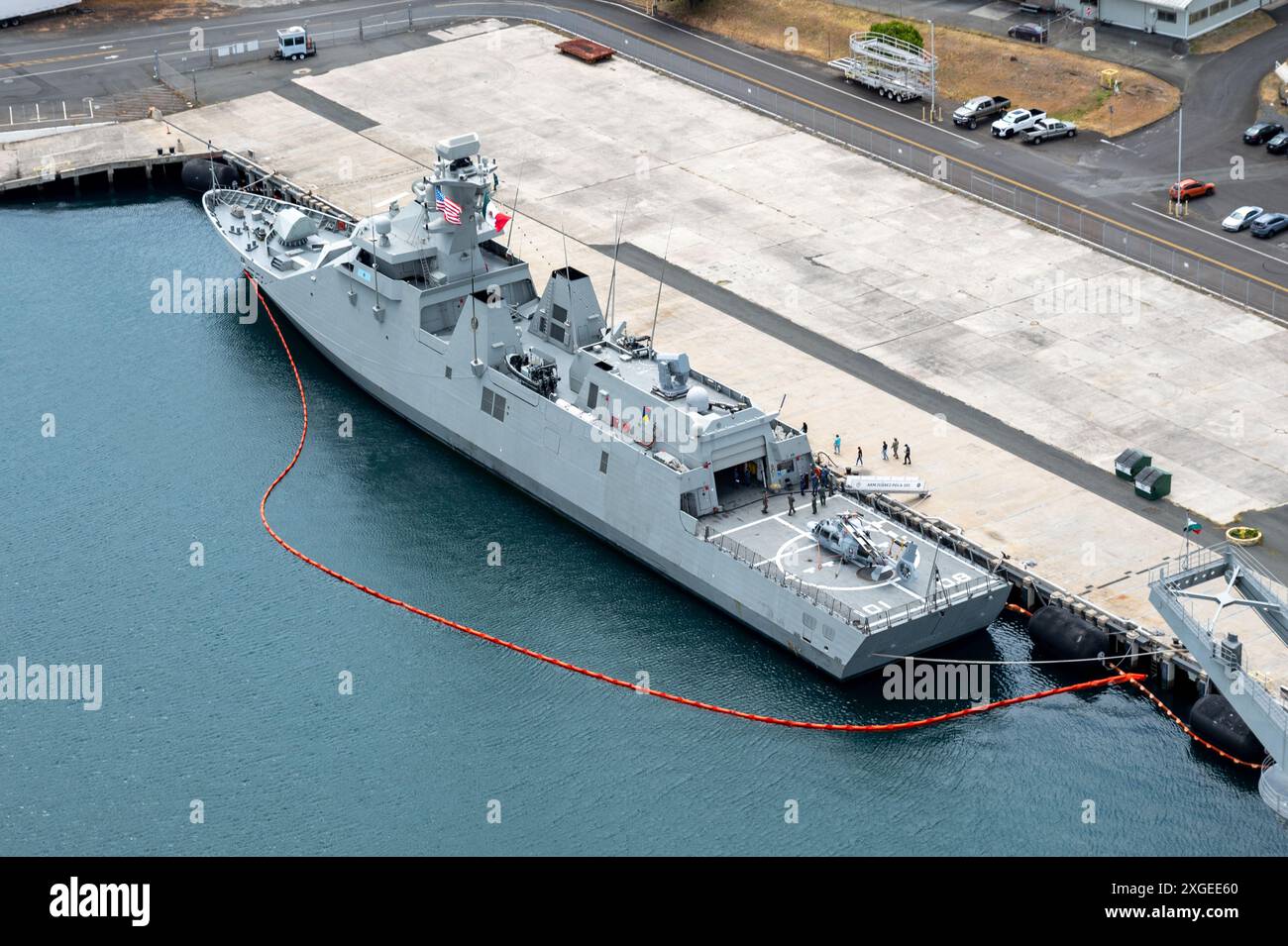 An aerial view of Mexican Navy Reformador-class frigate ARM Benito ...
