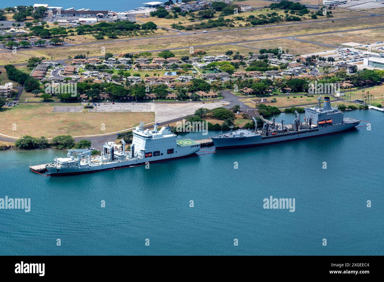 An aerial view of Royal Canadian Navy replenishment oiler MV Asterix ...