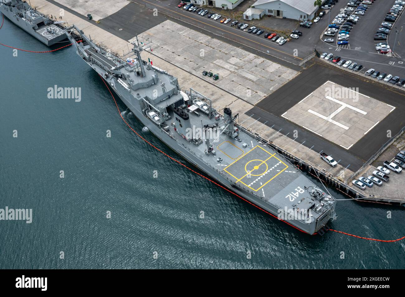 An aerial view of Mexican Navy Newport-class tank landing ship ARM ...