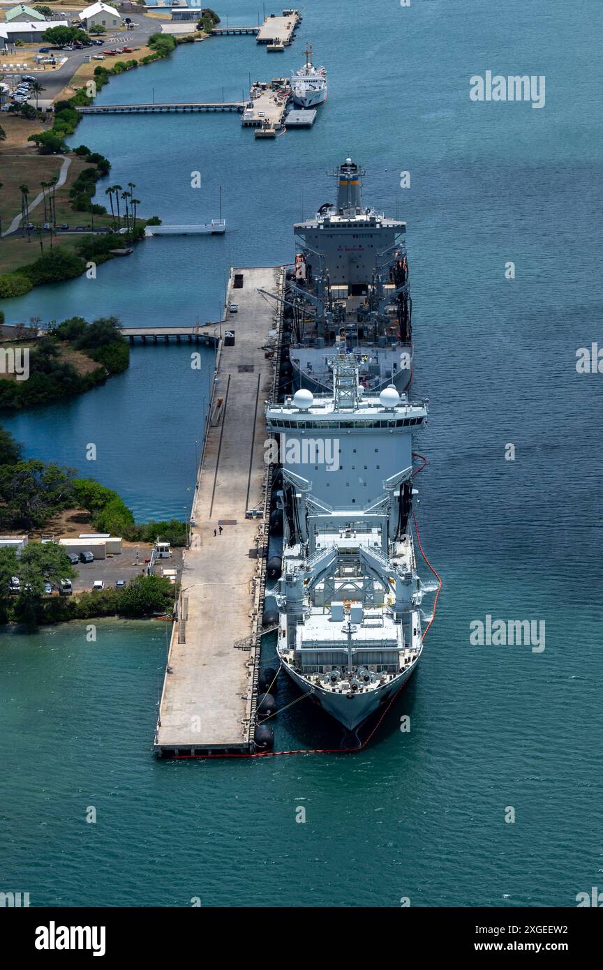 An aerial view of Royal Canadian Navy replenishment oiler MV Asterix ...