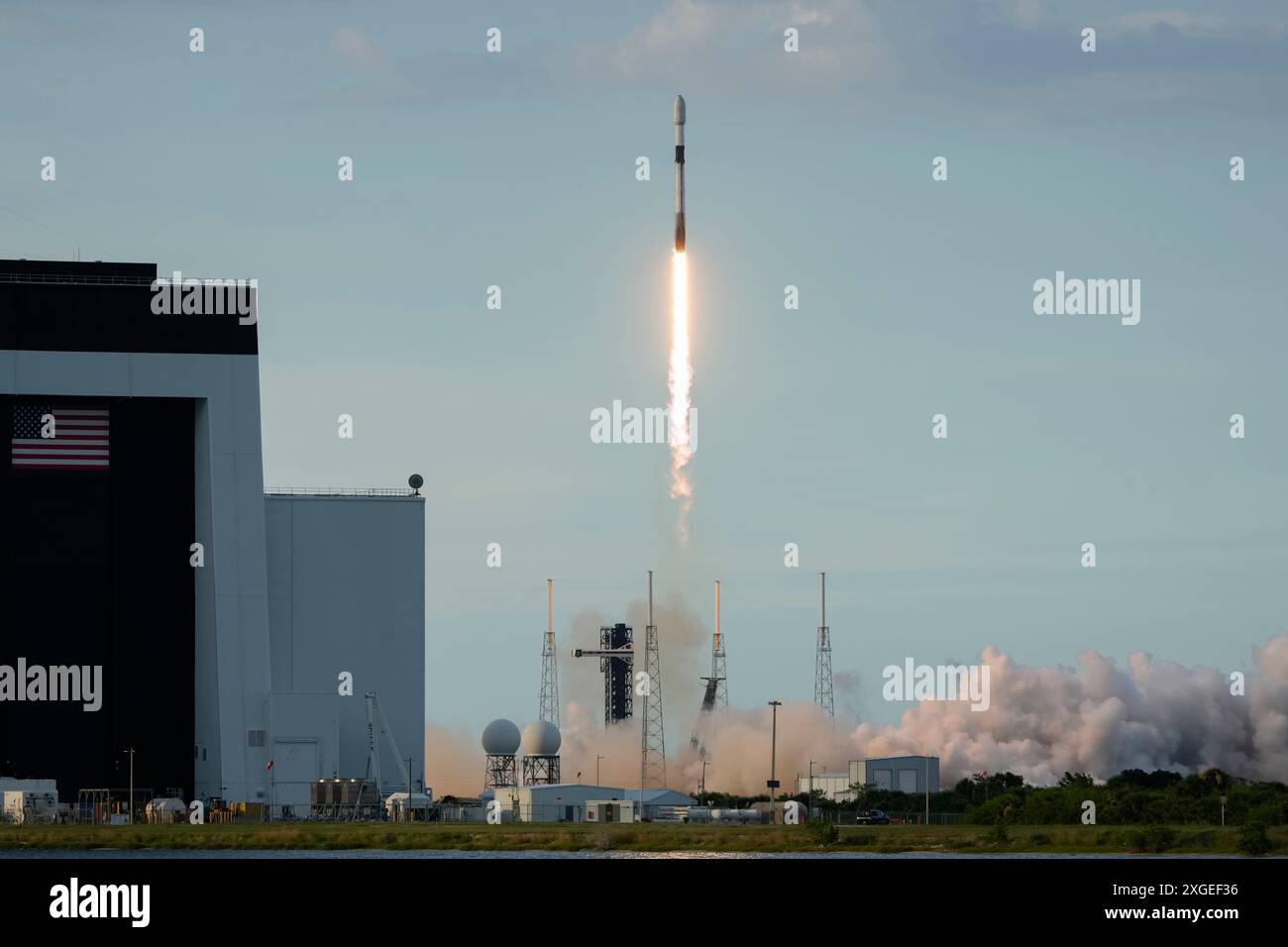 A SpaceX Falcon 9 rocket, carrying a Turksat 6A communications ...