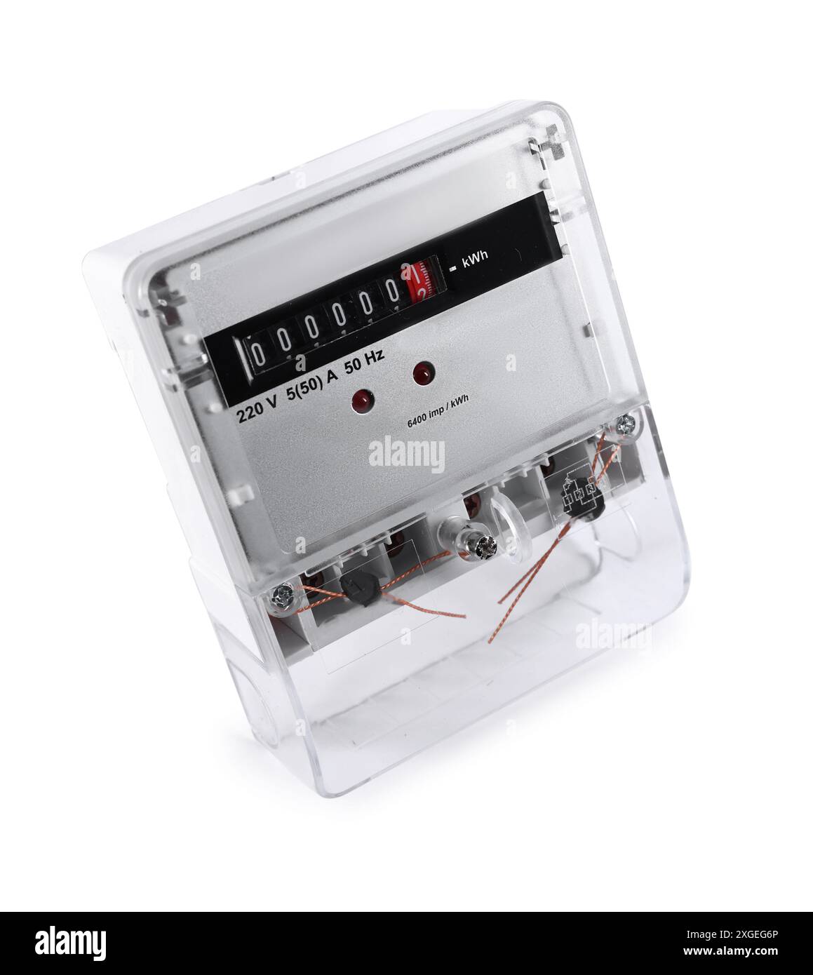 Electric meter isolated on white. Energy measuring device Stock Photo ...