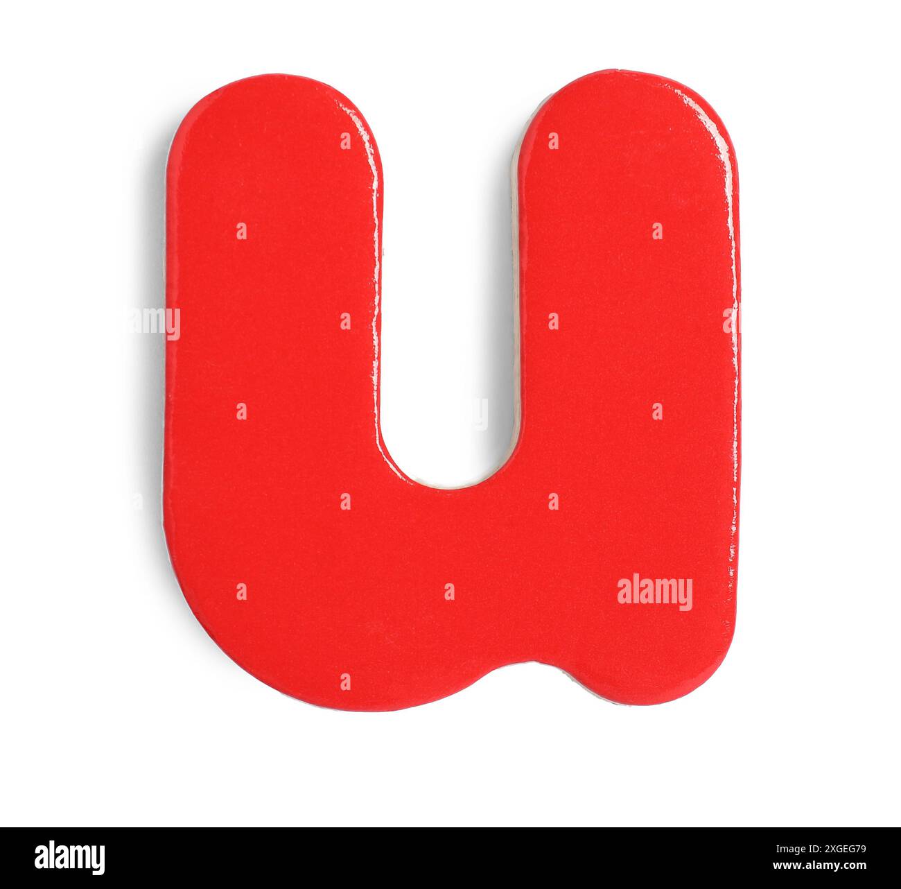 Red magnetic letter U isolated on white, top view. Alphabet Stock Photo ...