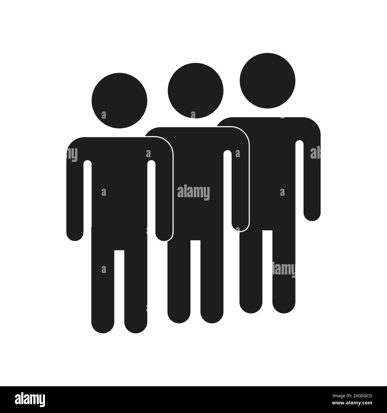 Group of people. Black silhouette figures. Standing together. Vector ...