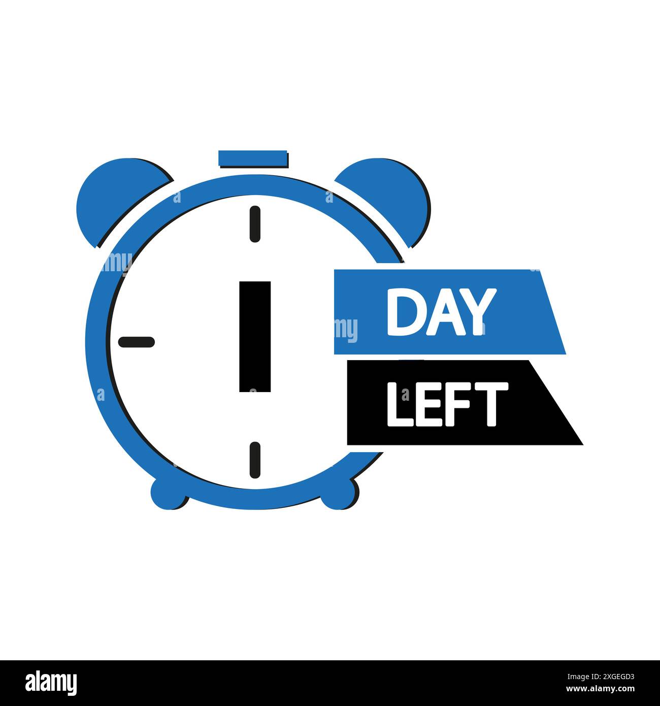 Clock icon. One day left. Blue and black. Vector illustration Stock ...