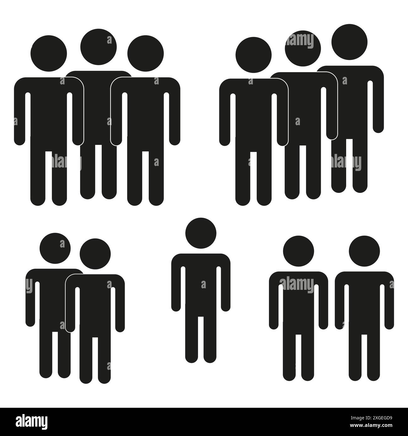 People group icons. Black human figures. Simple vector silhouettes ...