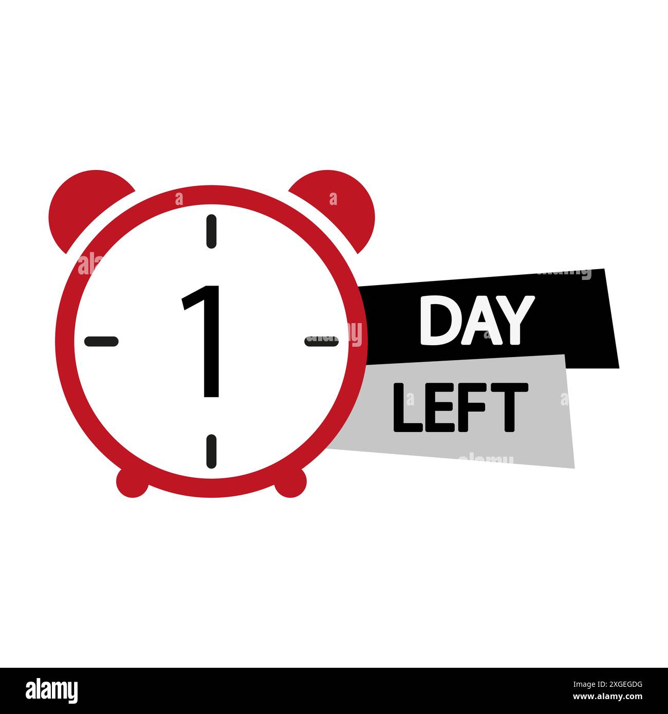 Red clock icon. One day left. Countdown timer vector. Bold text design Stock Vector Image & Art ...