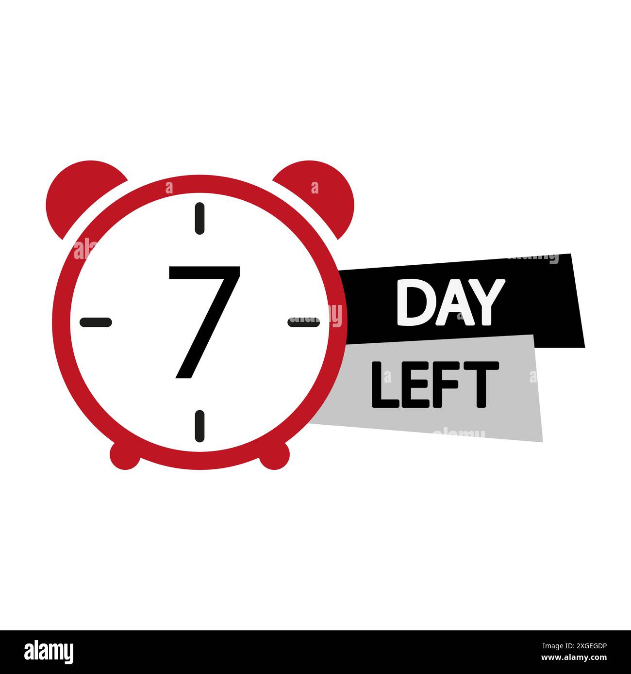 Clock icon. Seven days left. Red and black banner. Vector countdown ...