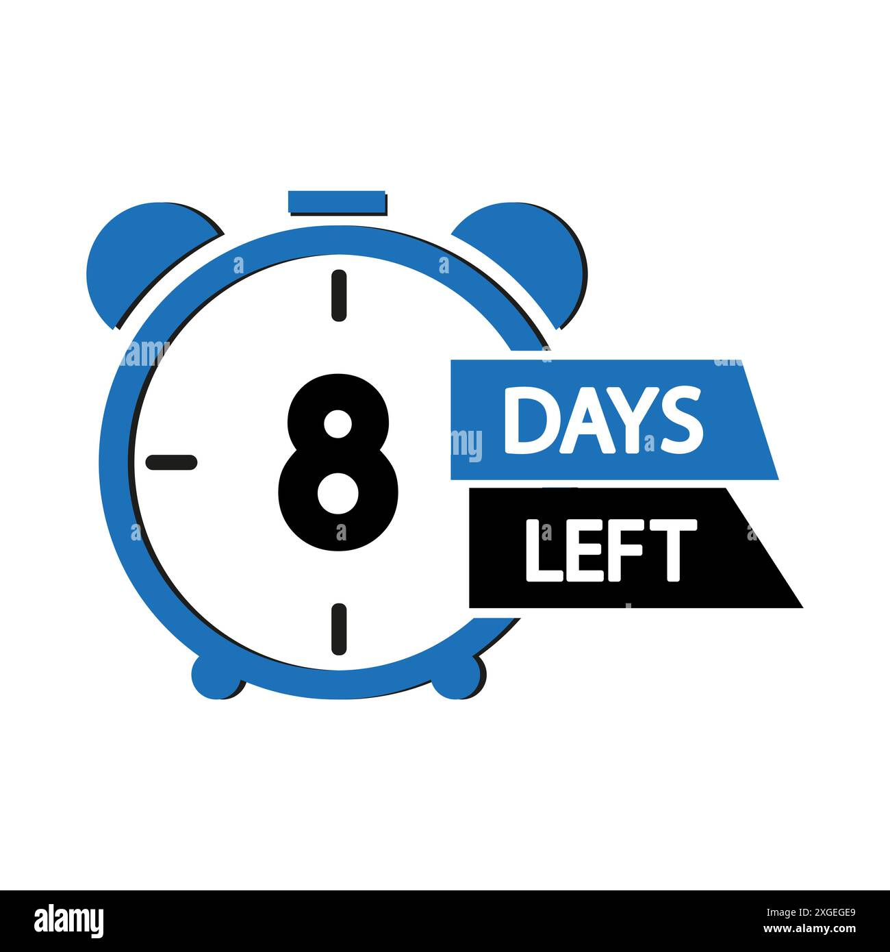 Clock icon. Eight days left. Blue and black. Vector illustration Stock ...