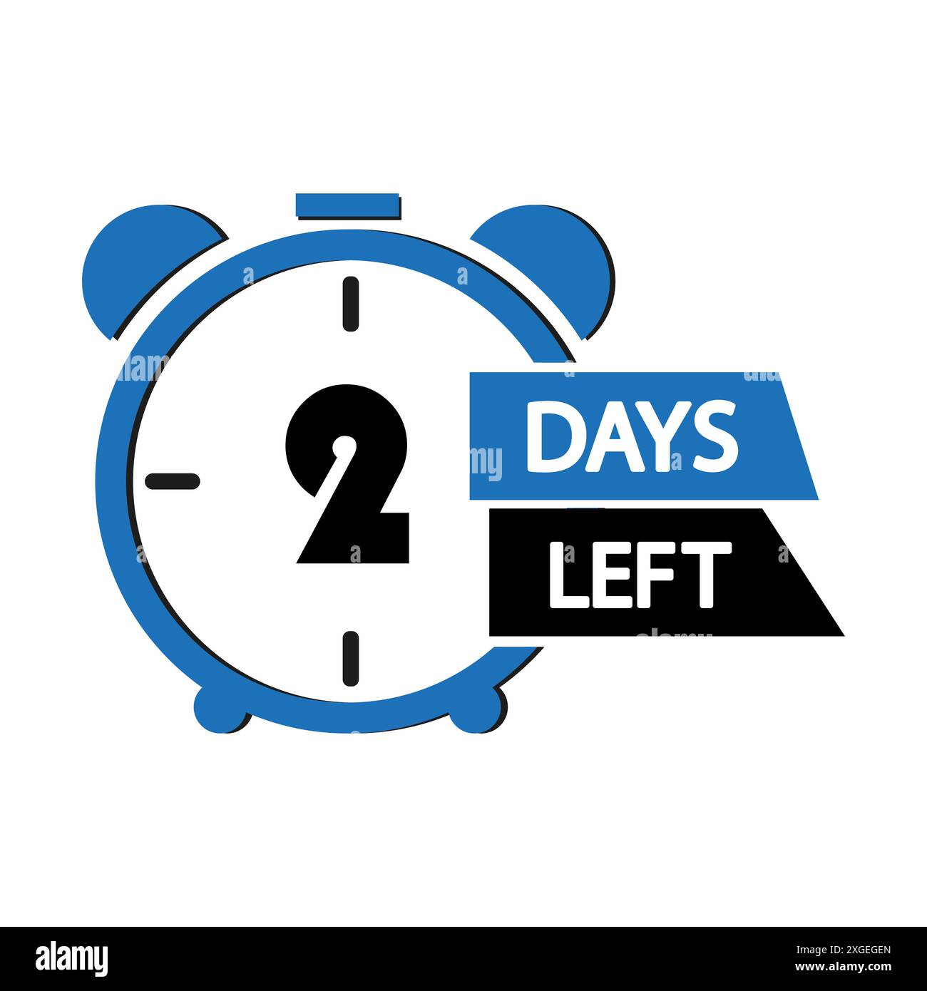 Clock icon. Two days left. Blue and black banner. Vector countdown Stock Vector Image & Art - Alamy