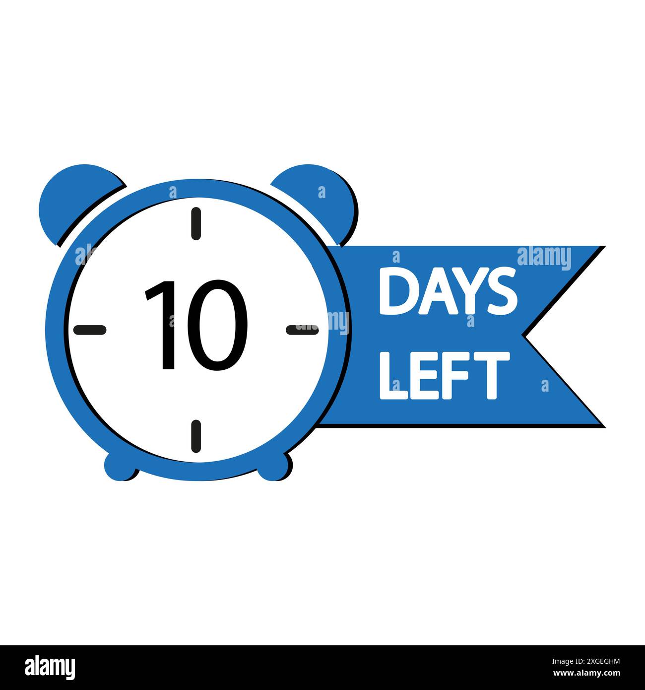 Countdown clock icon. Blue and black. 10 Days Left text. Vector ...