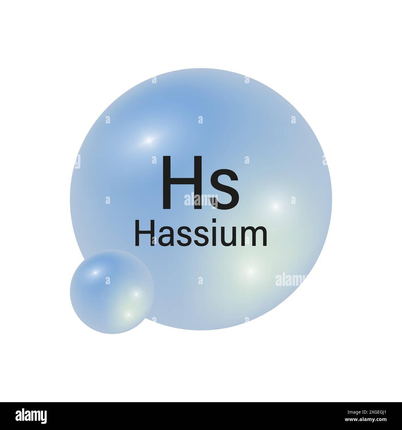 Hassium element symbol. Hs chemical element. Blue glossy spheres ...