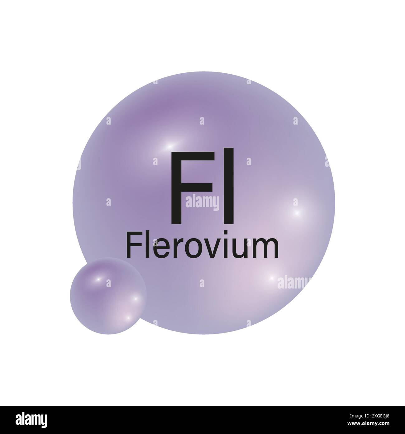 Flerovium element symbol. Purple gradient spheres. Vector chemistry ...