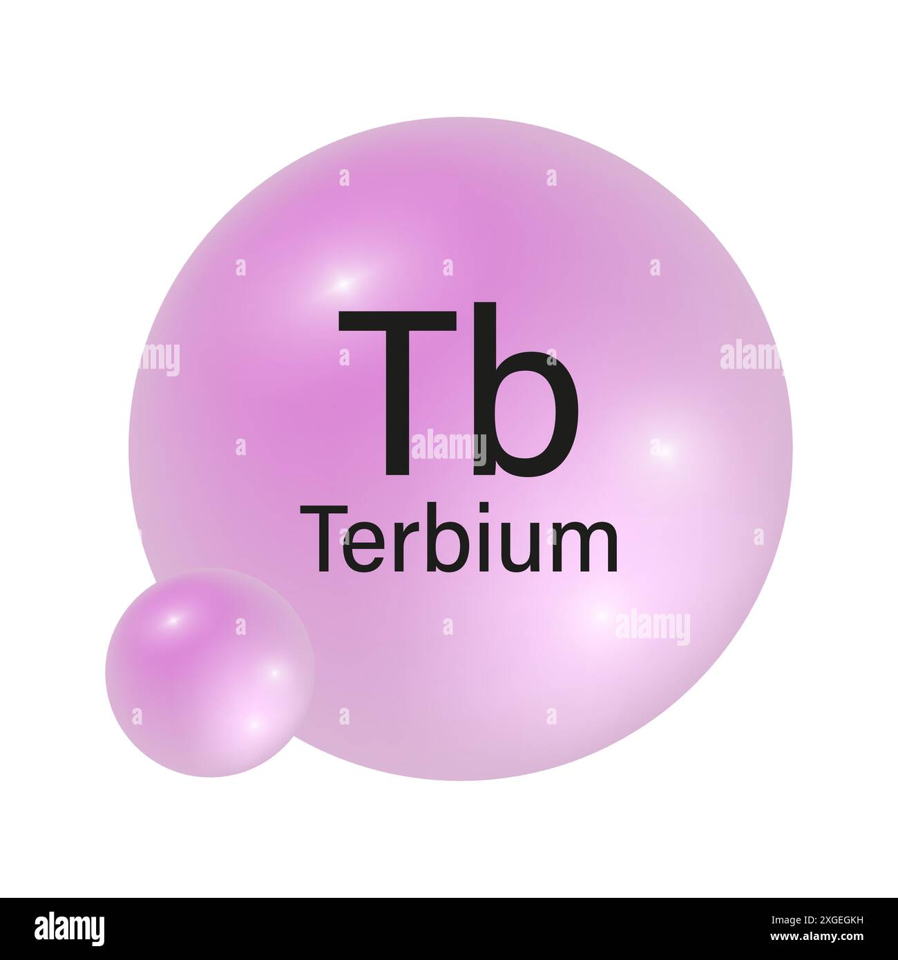 Terbium Tb icon. Purple glossy sphere. Chemical element vector. Clean ...
