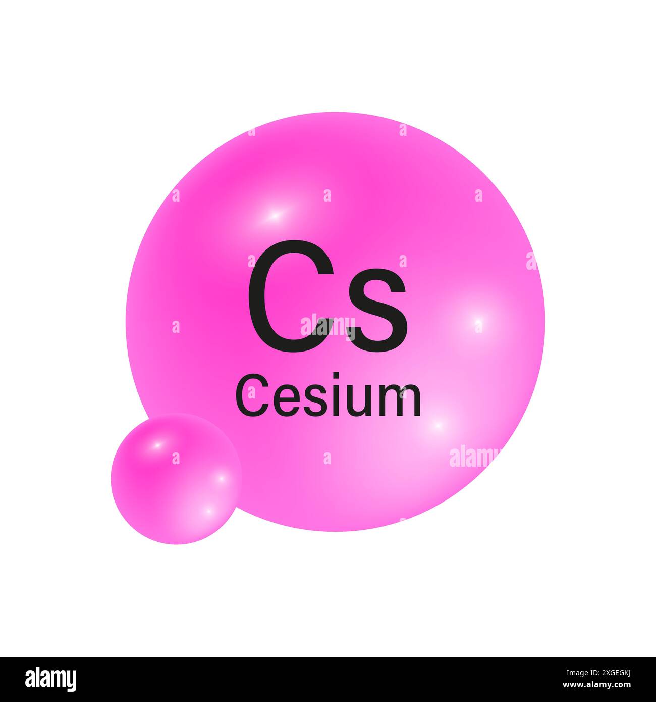 Cesium element icon. Pink gradient spheres. Vector chemistry symbol ...