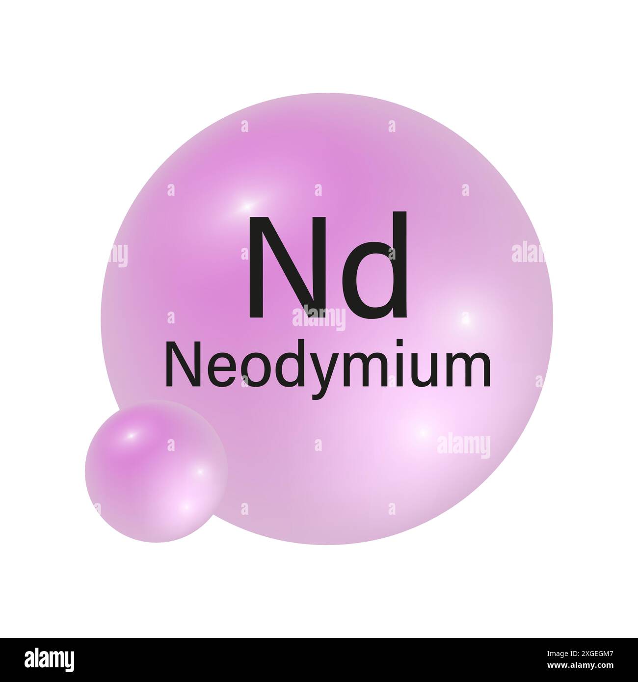 Neodymium element icon. Pink spherical symbol. Vector chemical ...