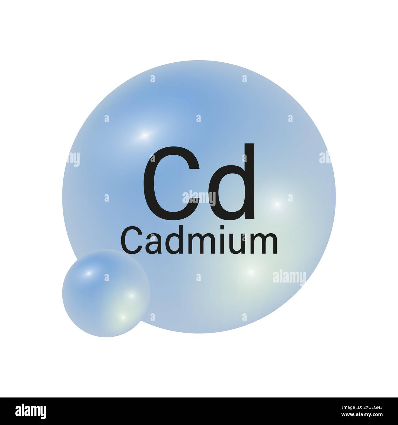 Cadmium Cd icon. Blue glossy sphere. Chemical element vector. Clean ...