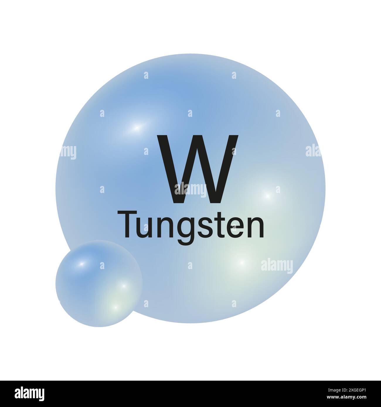 Tungsten element symbol. Shiny blue spheres. Chemical element icon ...