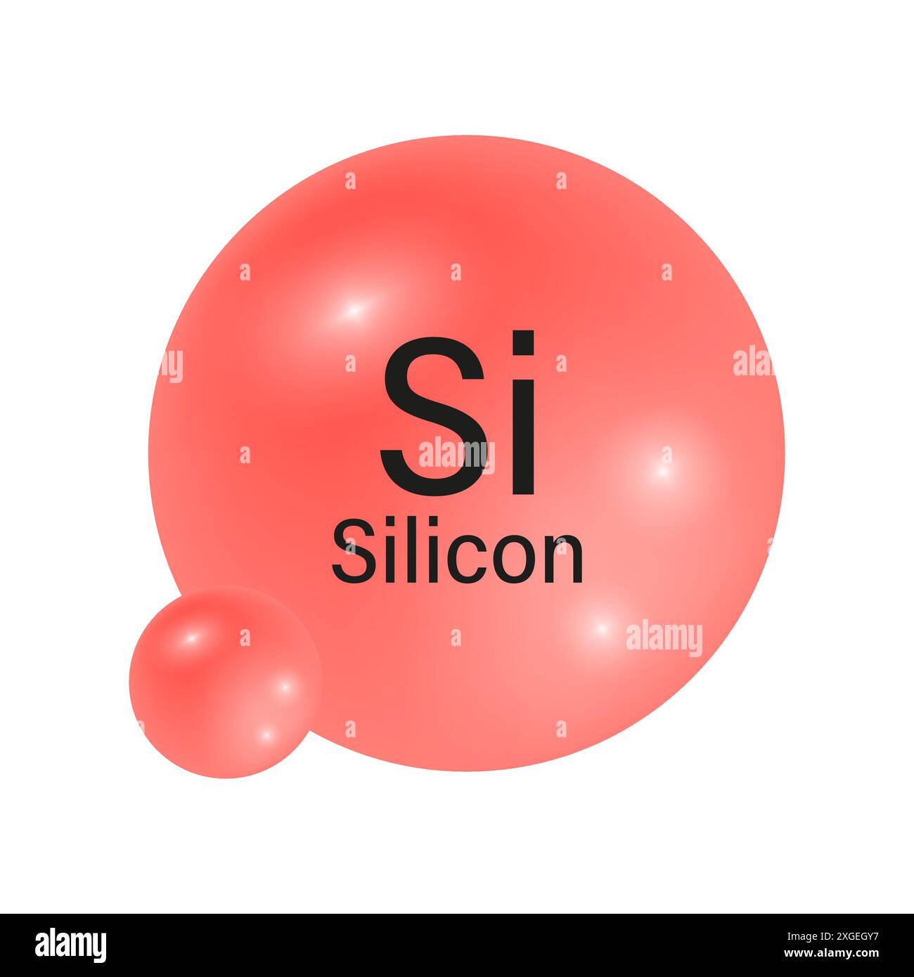Silicon element symbol. Shiny red spheres. Chemical element icon ...