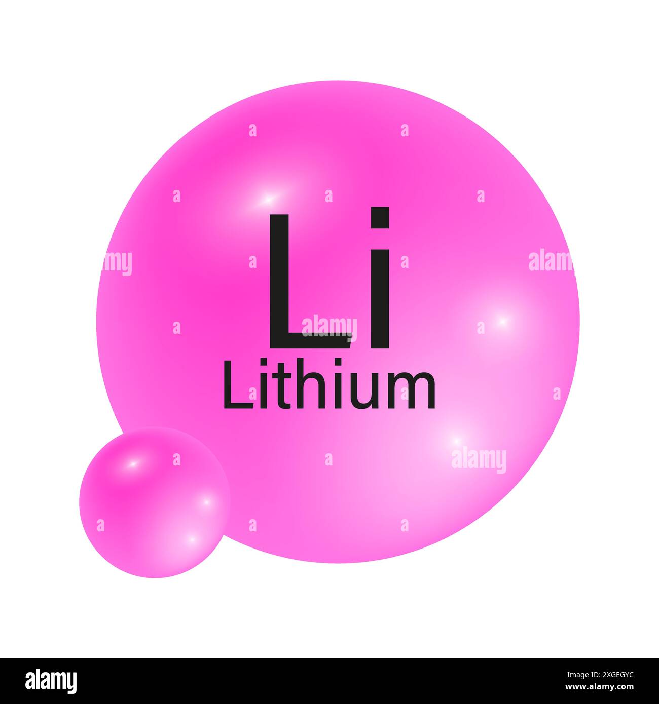 Lithium element symbol. Pink glossy spheres. Chemistry concept. Vector ...