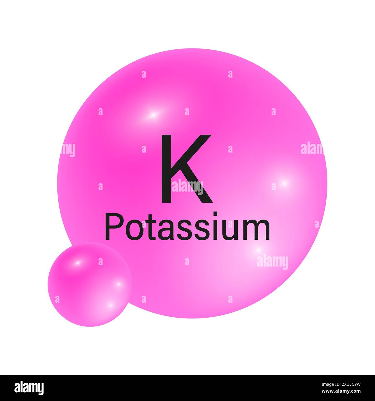 Potassium element icon. Pink gradient sphere. Atomic symbol K. Vector ...