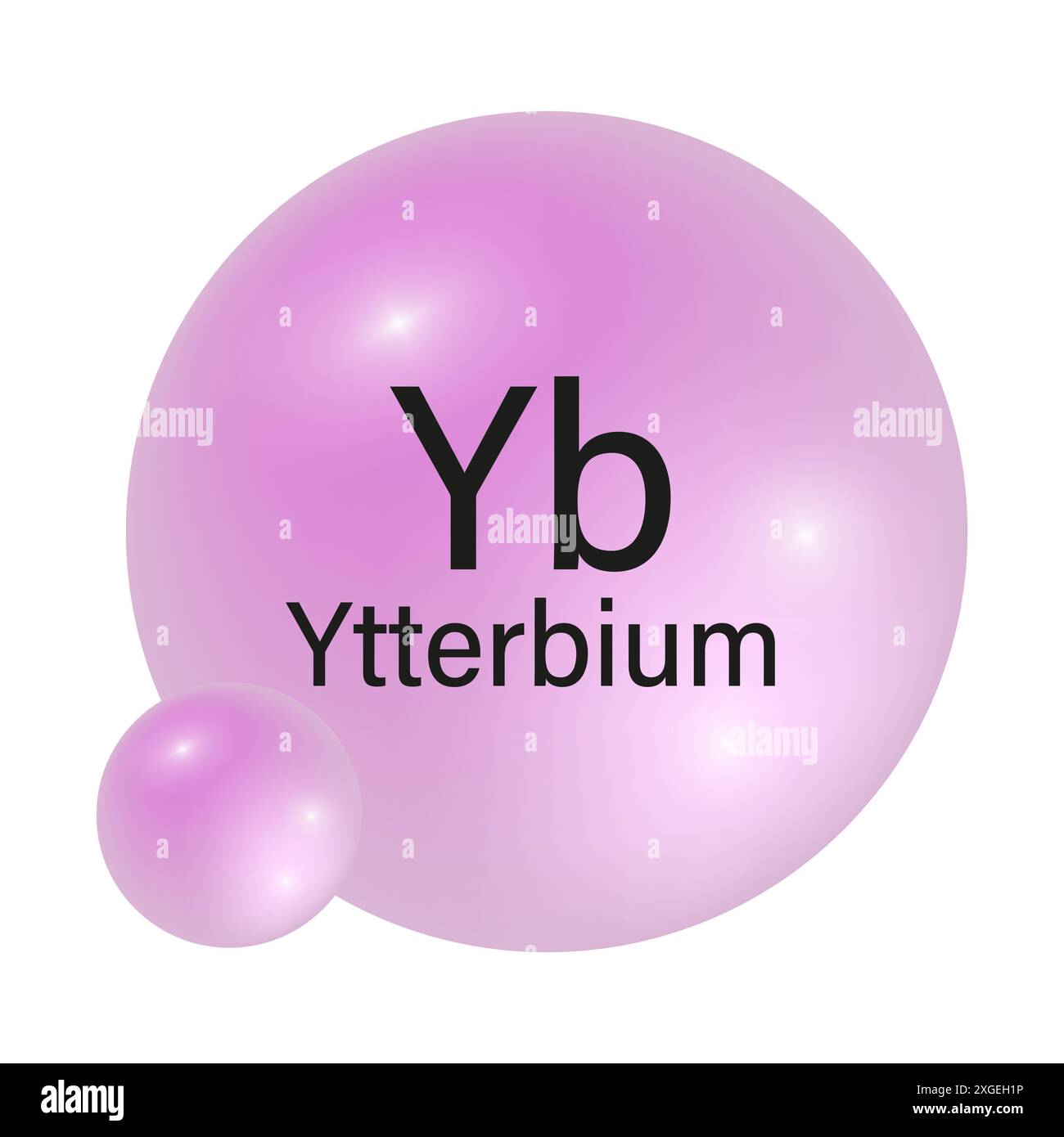 Ytterbium element icon. Pink gradient sphere. Atomic symbol Yb. Vector ...