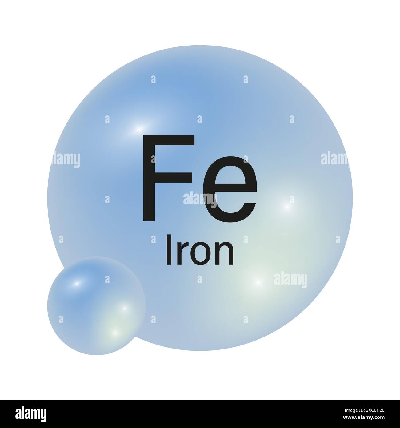 Iron element icon. Fe symbol. Blue gradient spheres. Vector ...