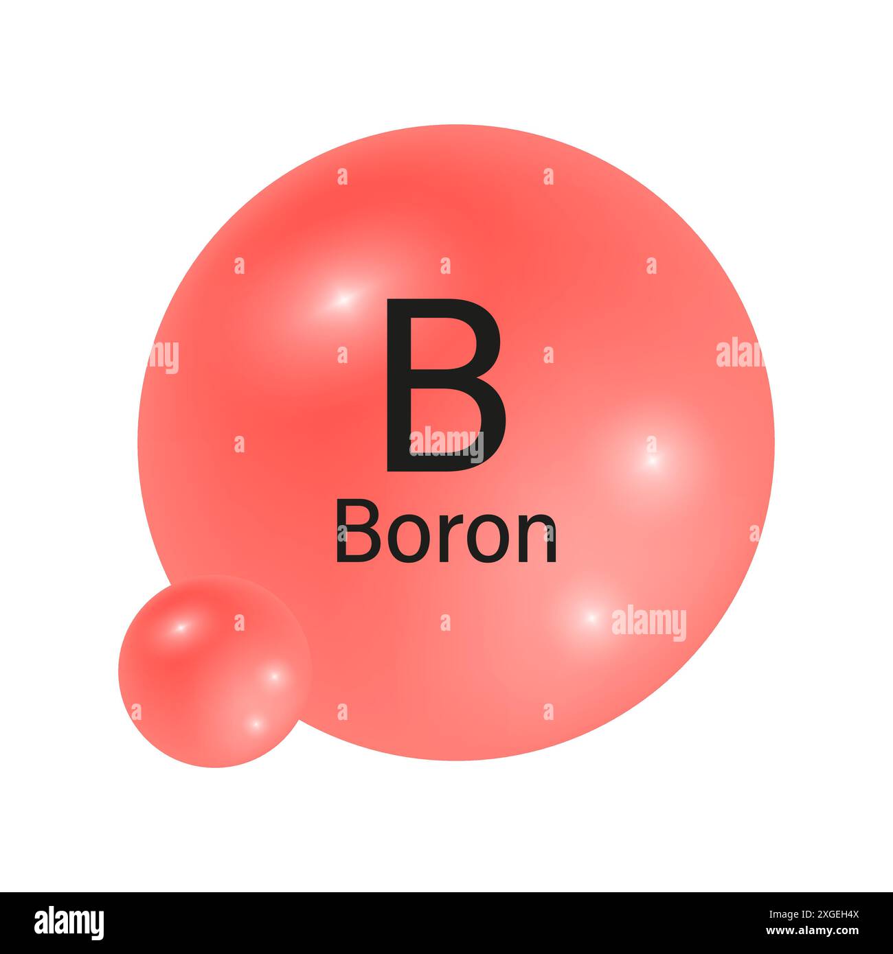 Boron element icon. Red spherical symbol. Vector chemical illustration ...
