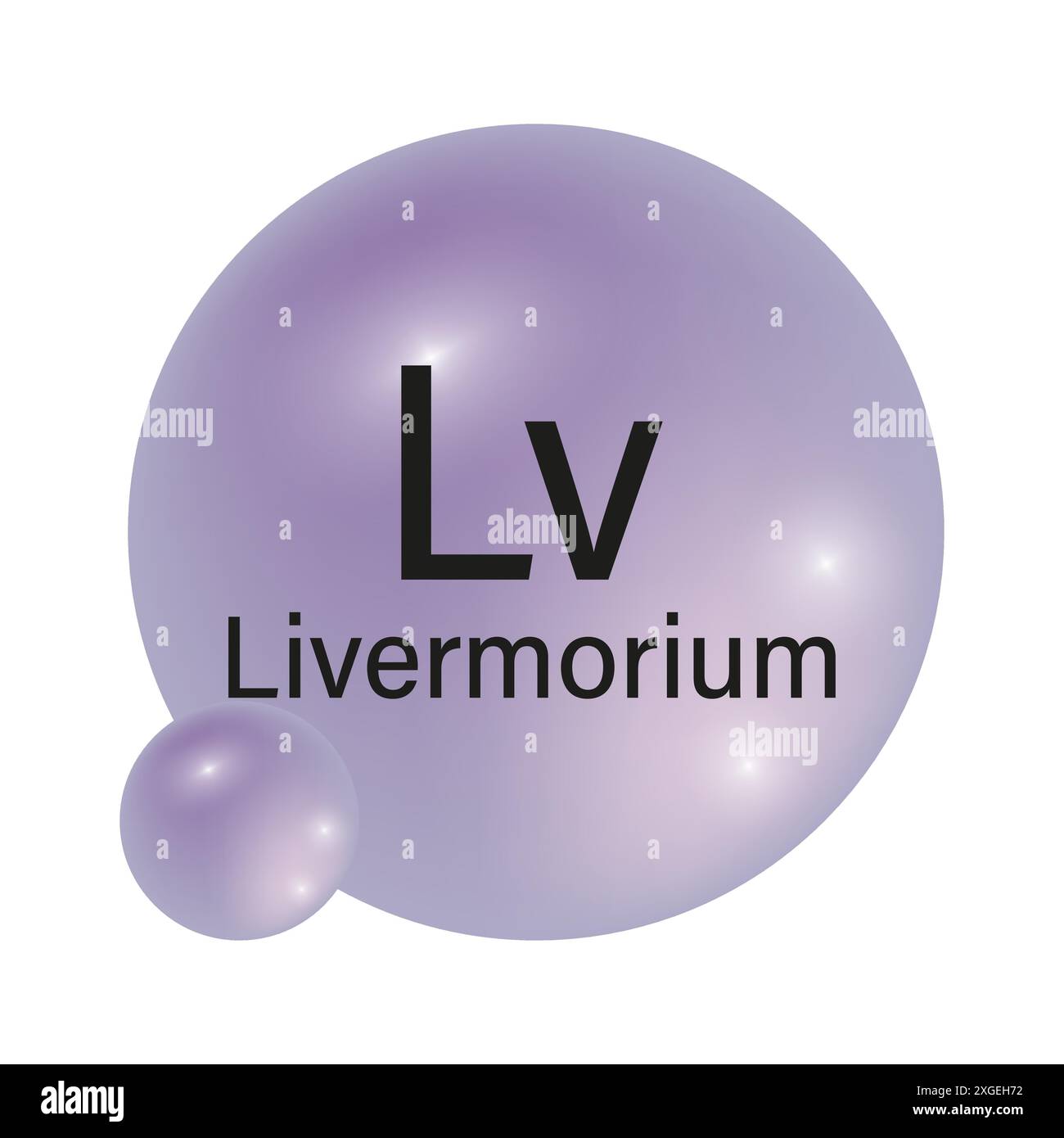 Livermorium element icon. Purple gradient sphere. Atomic symbol Lv ...