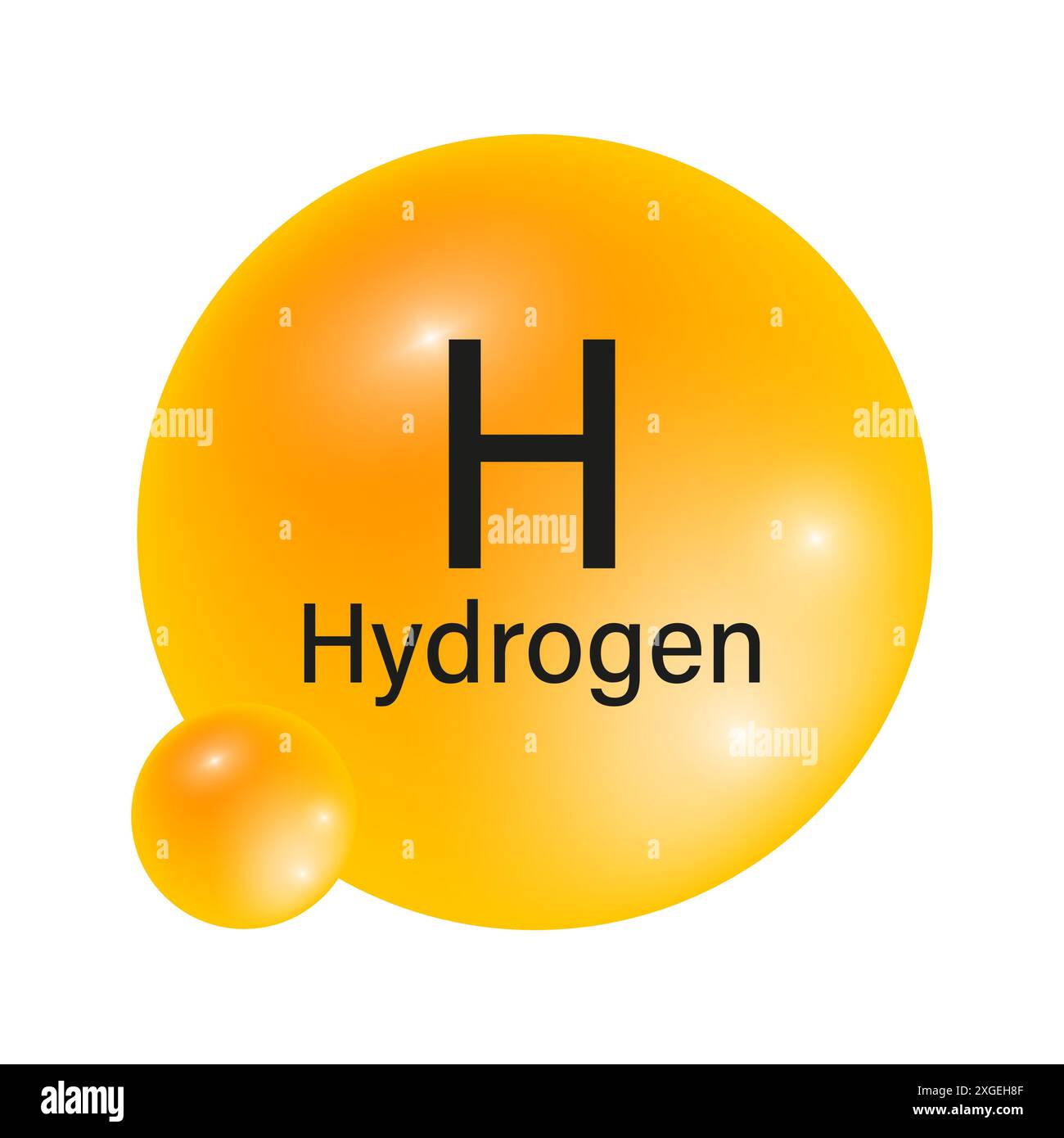Hydrogen element icon. gradient spheres. Vector chemistry symbol. Shiny ...