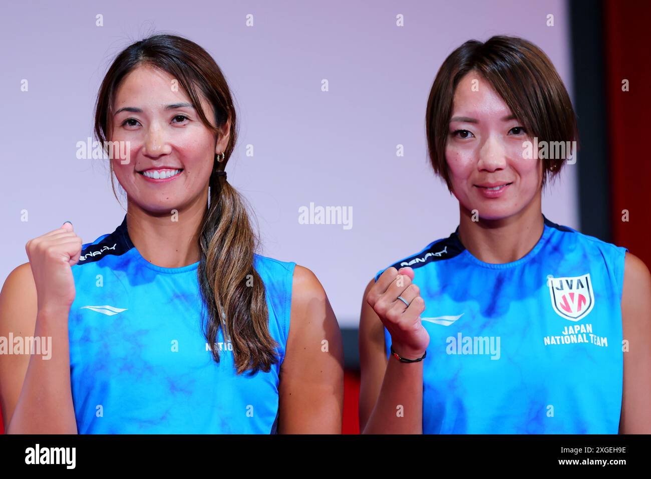 (L-R) Akiko Hasegawa, Miki Ishii (JPN), JULY 8, 2024 - Volleyball & Beach Volleyball : Japan ...