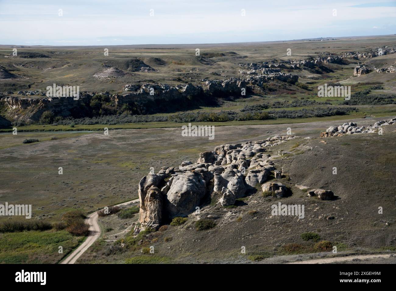 Water, ice and wind eroded the sandstone in Writing-on-Stone Provincial ...